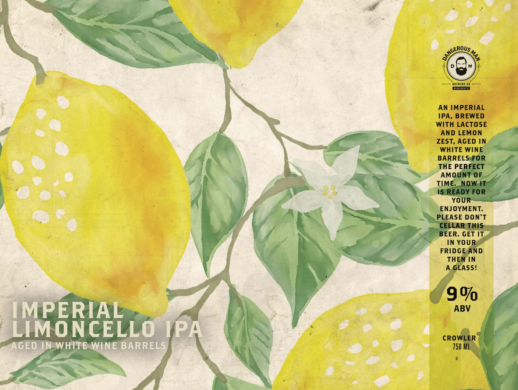Barrel Aged Imperial Limoncello IPA - Dangerous Man Brewing Company